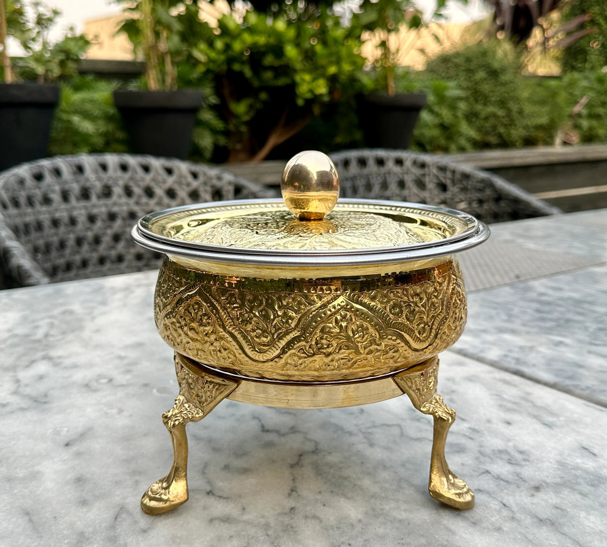 Engraved Brass Handi with Stand – Needs Store