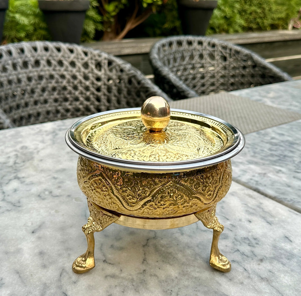 Engraved Brass Handi with Stand – Needs Store