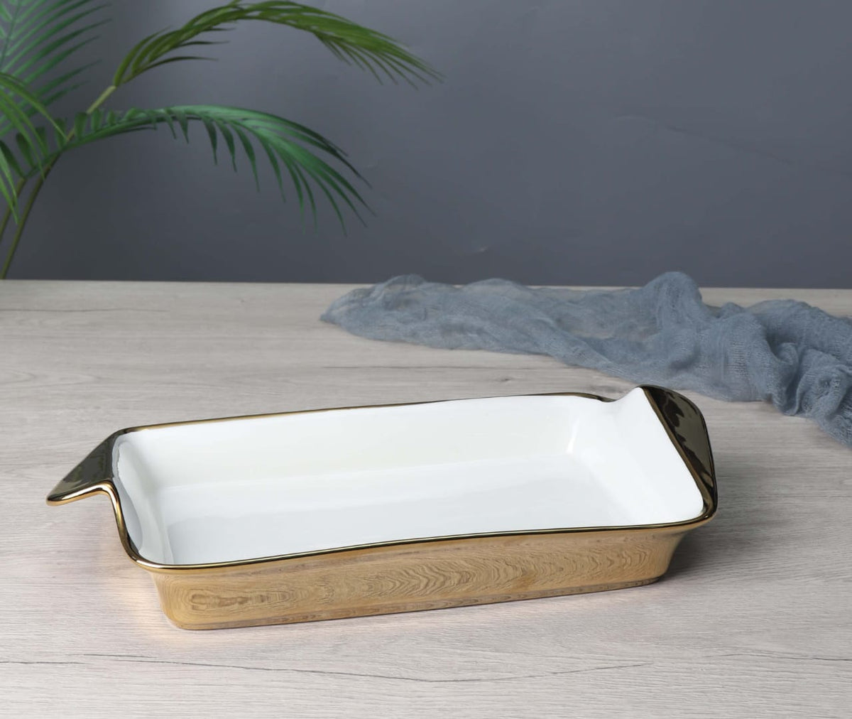 Ceramic Gold Rim Rectangular Baking Dish – Needs Store