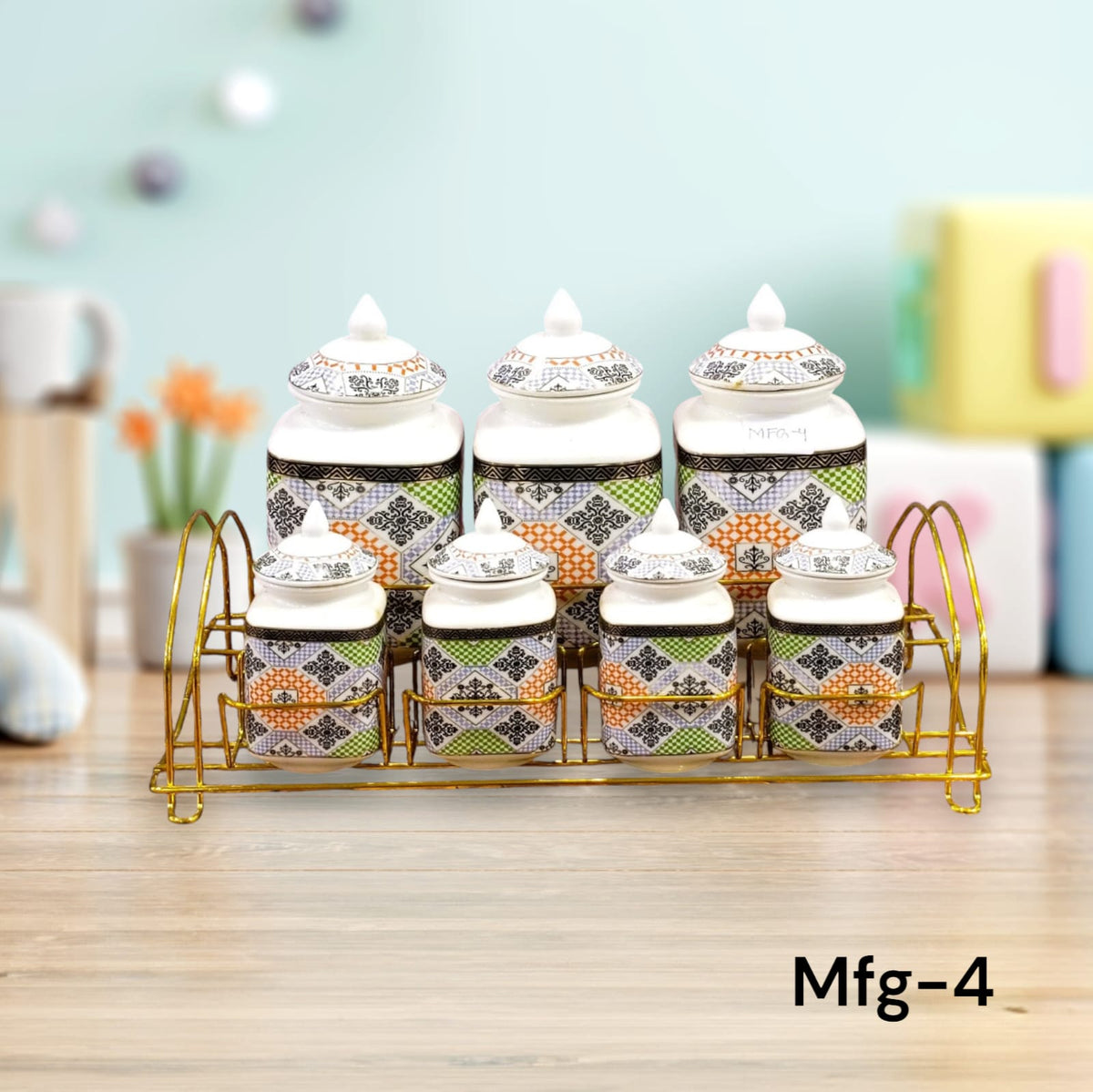 Traditional Pattern Ceramic Canister Set _ 7pcs – Needs Store