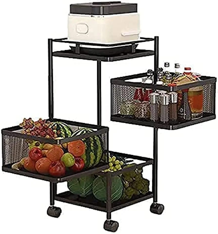 3 Layer Mobile Kitchen Rotating Storage Rack - Needs Store