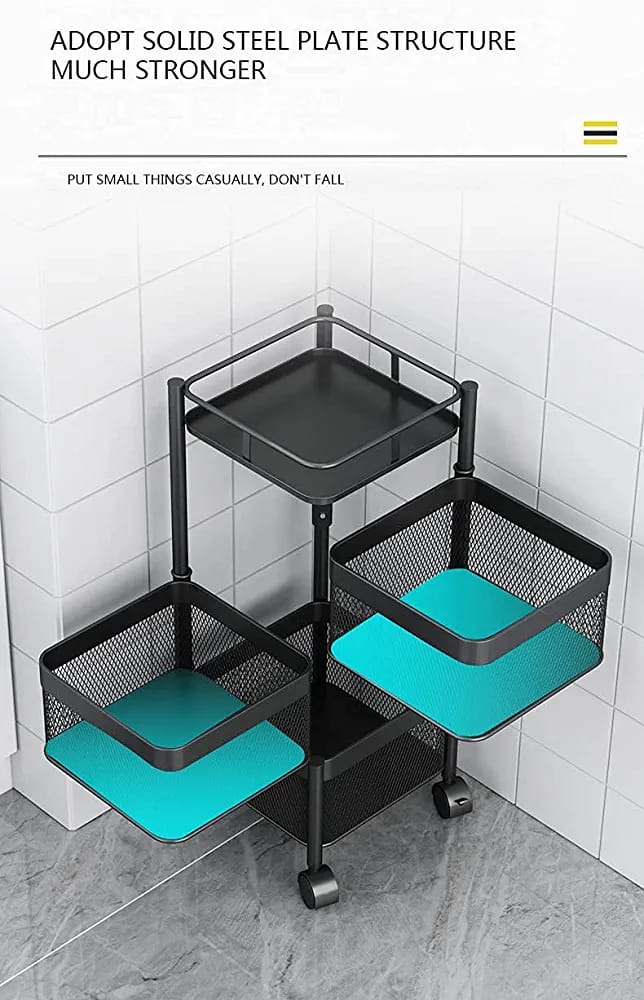 3 Layer Mobile Kitchen Rotating Storage Rack - Needs Store