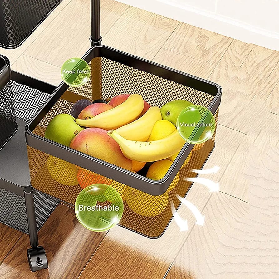 3 Layer Mobile Kitchen Rotating Storage Rack - Needs Store
