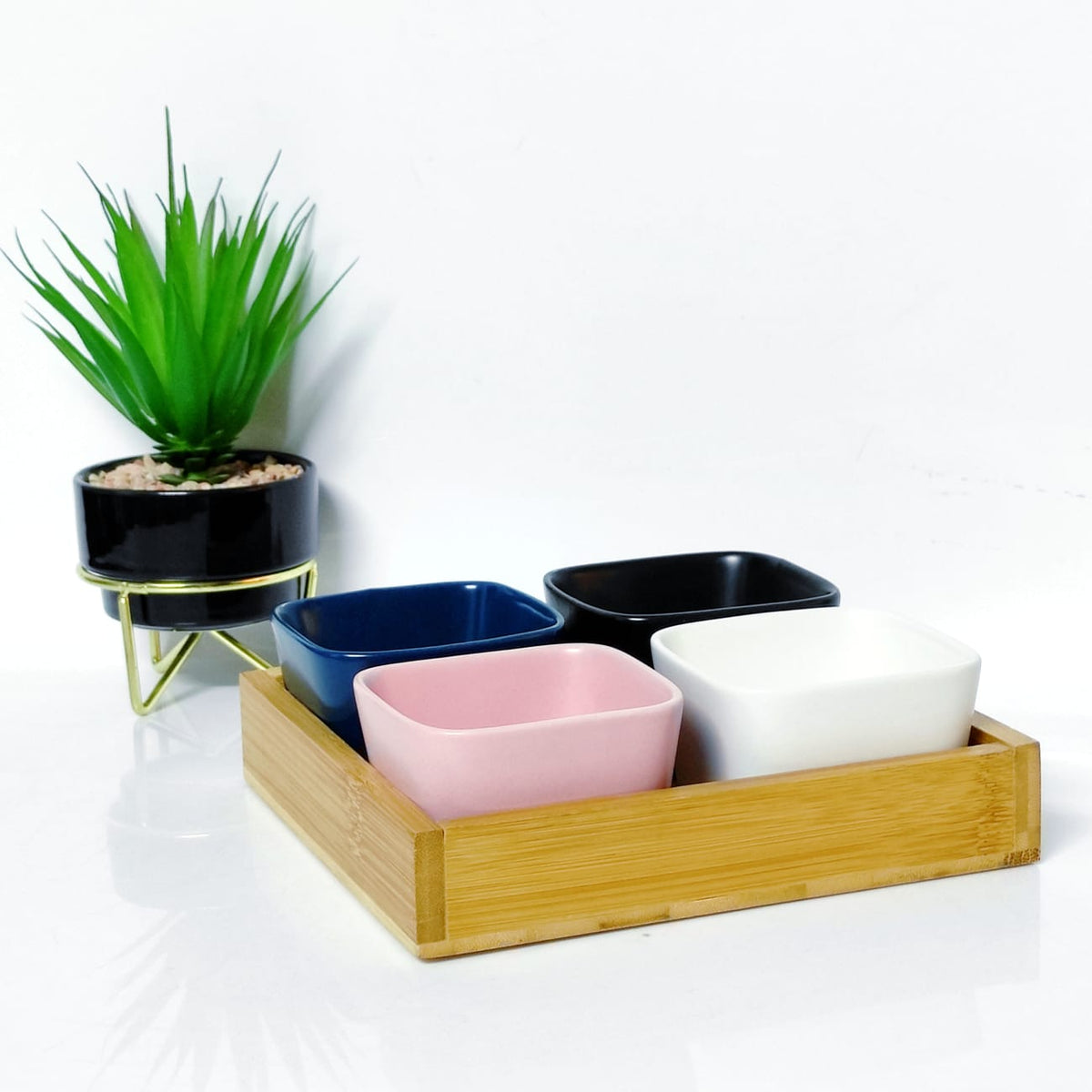 4 Compartments Ceramic Snack Serving Platter | Buy Now - Needs Store