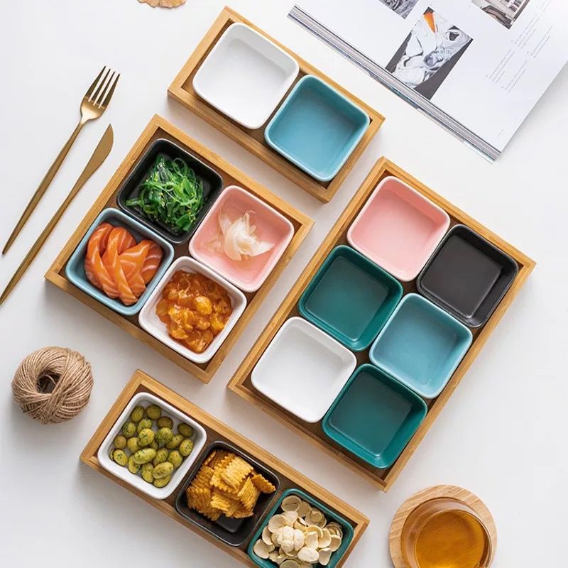 4 Compartments Ceramic Snack Serving Platter | Buy Now - Needs Store
