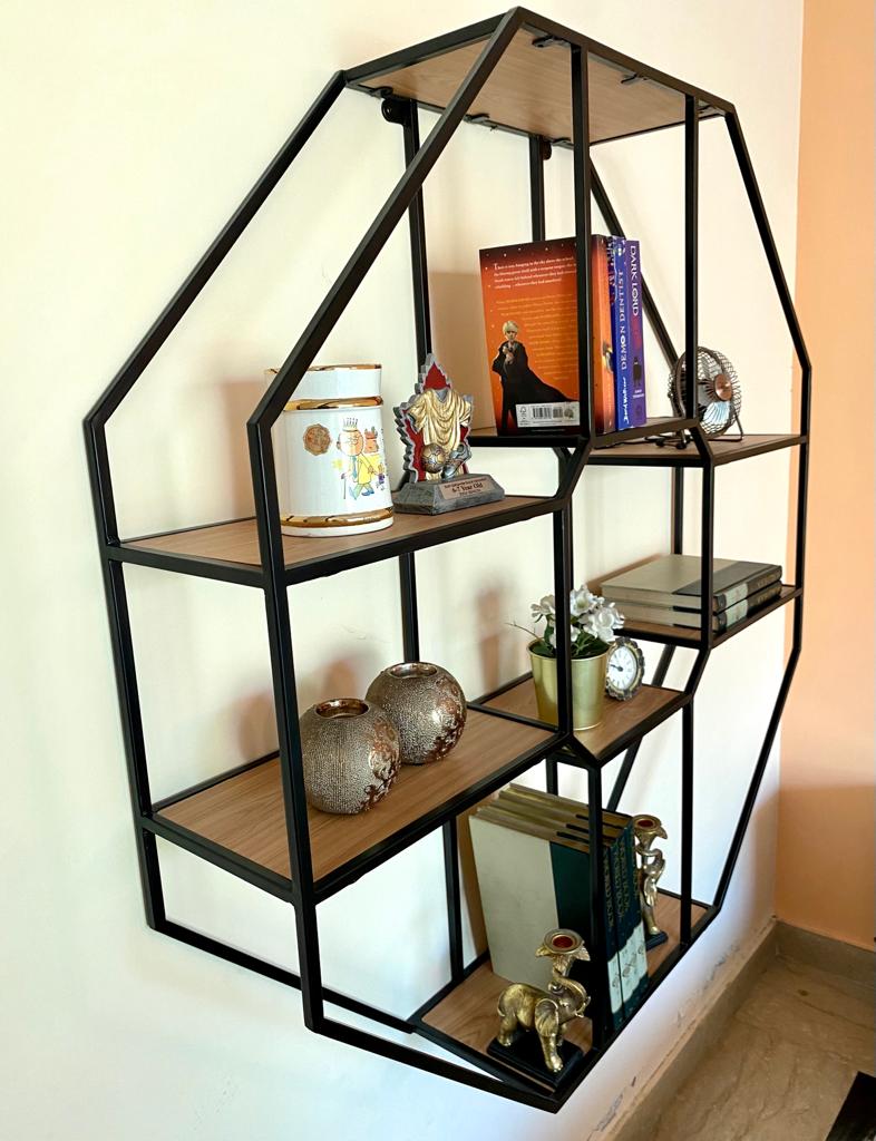 Octagonal Metal And Wood Wall Shelf |Wal Decor | Buy Now - Needs Store