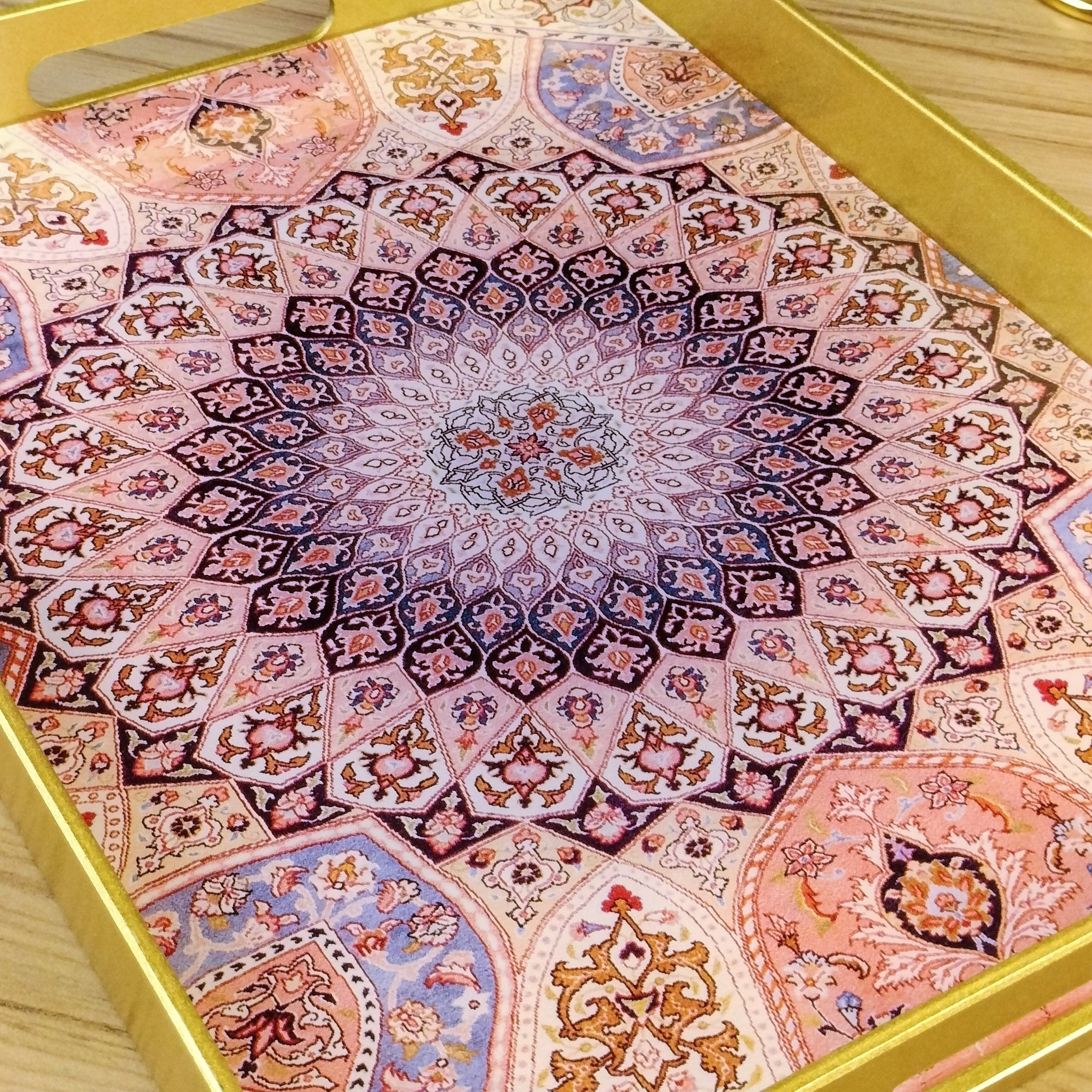 Traditional Design Rectangular Serving Trays | Set of 2 ( Purple & Gol ...